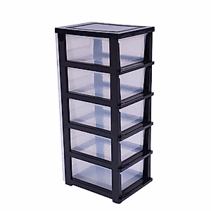 Clear Plastic Drawers with 5 Dressers, Plastic Drawers Dresser, Multi-Layer Drawer Storage Cabinet, Sorting Storage Cabinet, Closet Organizer Unit for Apartment or Home, 11.81"W x 15.74"D (Clear)
