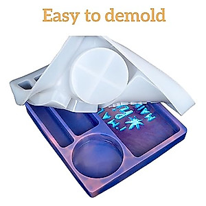 Silicone Molds for Resin - Medium Rolling Ashtray Mold and Resin Grinder Mold for Grind with Efficient Spikes Shape and Astray Mold,Rectangular Molds for Resin Casting DIY Kit