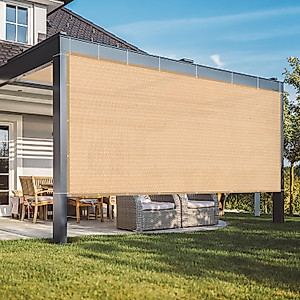 VICLLAX 90% Shade Fabric Sun Shade Cloth Privacy Screen with Reinforced Grommets for Outdoor Patio Garden Pergola Cover Canopy 10x16 FT, Wheat