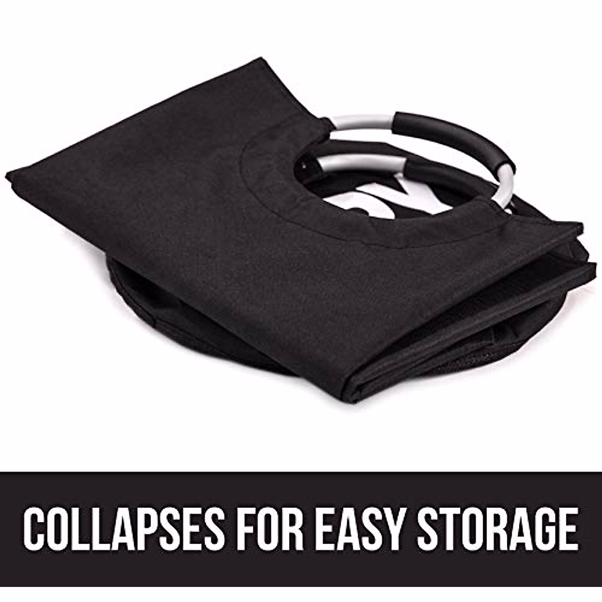 Gorilla Grip Large Laundry Basket, Collapsible Fabric Hamper, Padded Handles, 115L, Tall Foldable Clothes Baskets, Durable Linen Bins, Easy Carry Bags, Hampers for Kids Bedroom, College Dorms, Black