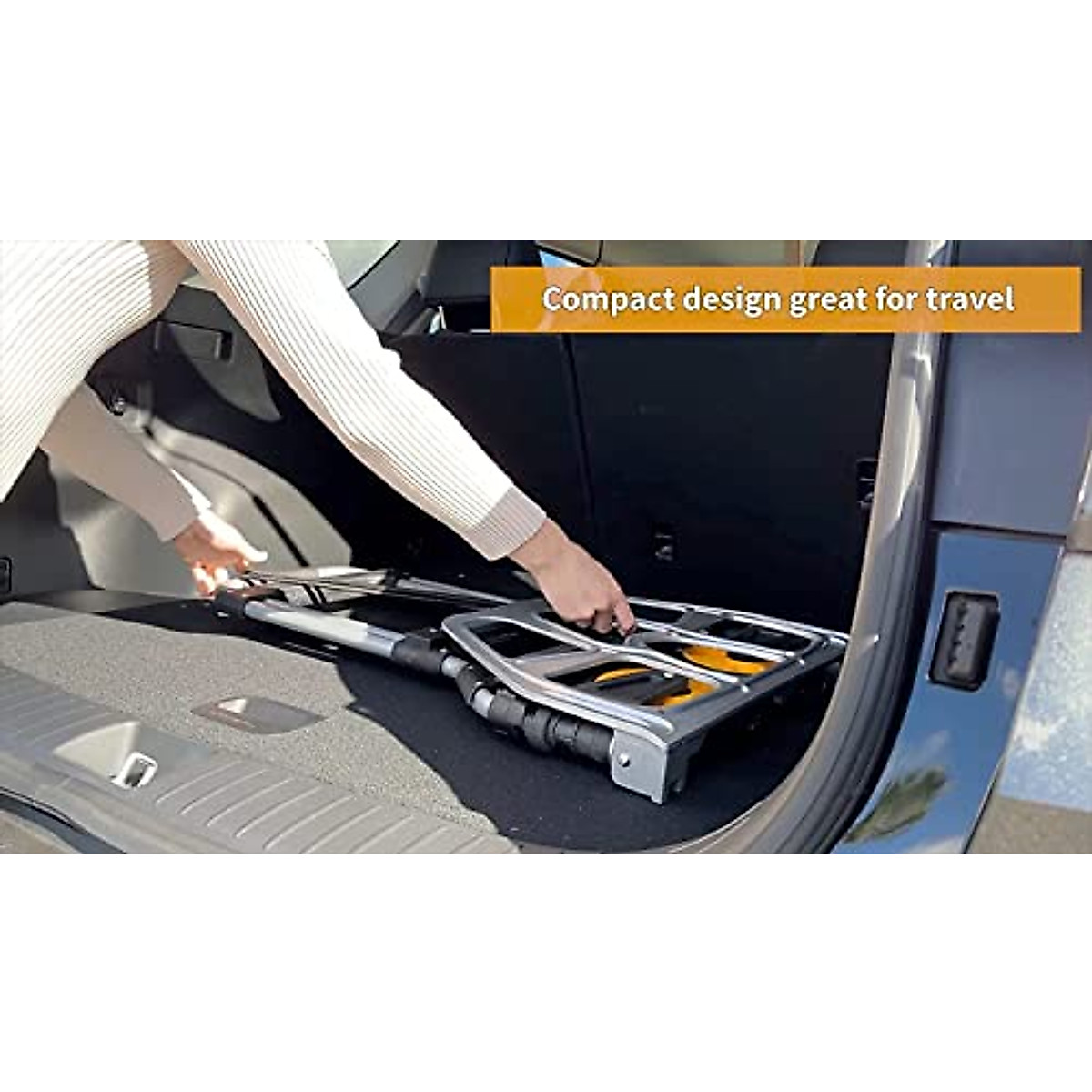 Mount Plus A1 Compact Folding Hand Truck and Dolly with Capacity of 264lbs | Aluminum Heavy-Duty Luggage Trolley Cart with Telescoping Handle and Rubber Wheels | Good for Indoor Outdoor Moving Travel