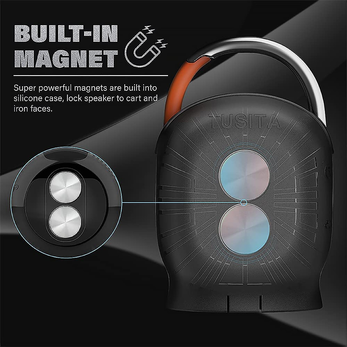 TUSITA Magnetic Silicone Case Compatible with JBL Clip 4