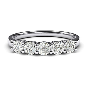 10k White Gold Eternal Five Stones Anniversary Ring Simulated Brilliant Diamonds Eternity ring 1.25ctw for Women (8)