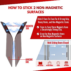 NextClimb - Flat Adhesive Magnetic Strips, Extra Strong Magnetic Strips with Adhesive Backing, Magnet Strips for Most Surfaces, Lightweight Flat Magnets (1 x 5.8 in, 3M Tape 5-Pack)