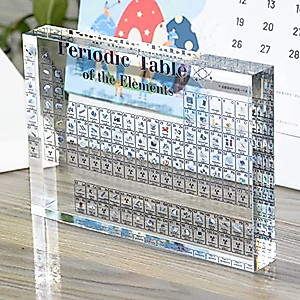 awagas Heritage Periodic Table of Elements, Acrylic Periodic Table Display with Elements, Student Teacher Gifts Crafts Desktop Ornaments Decoration (Embedded Pattern 170x120x24mm)