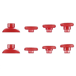 eXtremeRate Red Plastic Bottom Removable Thumbstick Joystick for PS5 for PS4 All Model Controller, Replacement Parts Adjustable Height Analog Thumb Stick for Xbox One S X Elite Controller