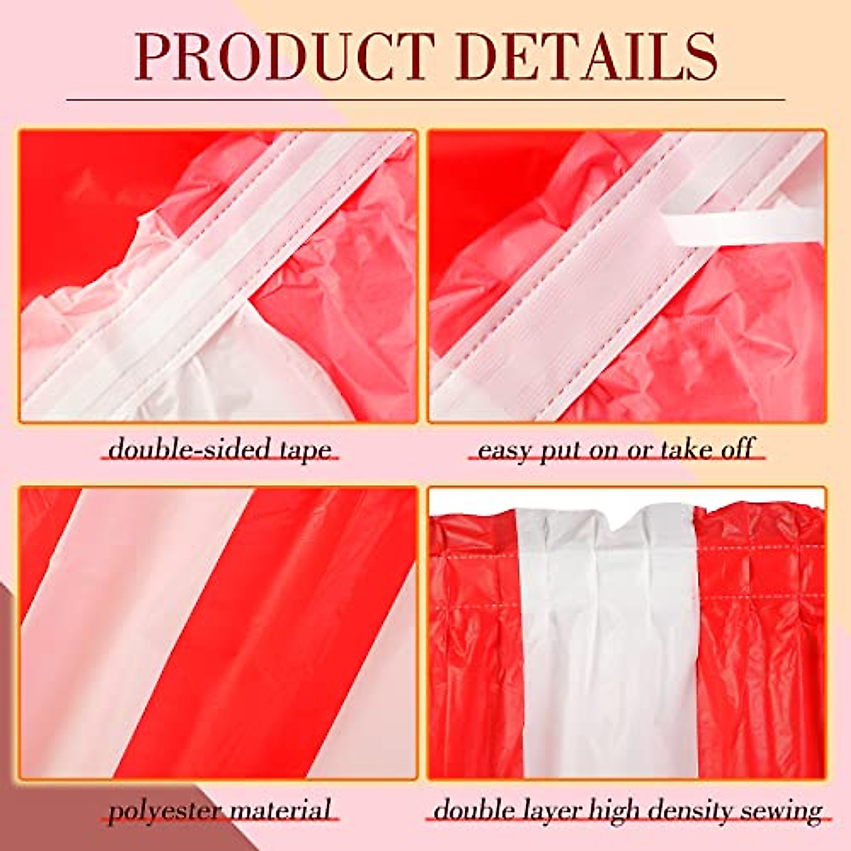 3D Awning Wall Decorations and Stripe Table Skirts Cardboard Awning Tent Decors for Doors Window Classroom Concession Room Carnival Circus Party Decorations (Red White, 3 Pieces)