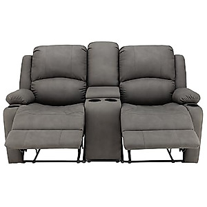 Camper Comfort 67" Wall Hugger Reclining | RV Theater Seats | Double Recliner RV Sofa & Console | RV Couch | RV Theater Seating | RV Furniture (Manual, Slate)