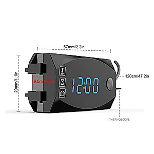 3 in 1 Motorcycle Meter, Motorcycle Voltmeter Motorcycle Thermometer Transparent Acrylic with Installation Accessories for Motorcycle (Blue)