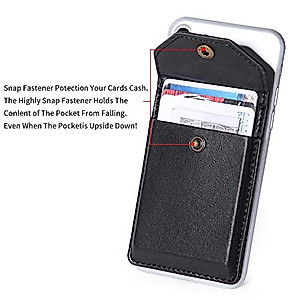 YUNCE Adhesive Cell Phone Ultra-Slim Leather Wallet Stick on Wallet for Credit Card, Business Card, and Id with Phone, and Phone Case, RFID Blocking Sleeve Black