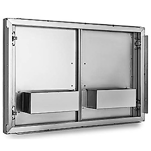 Mophorn Outdoor Kitchen Access 30"x 23" Wall Construction Stainless Steel Flush Mount for BBQ Island, 30W x 23H, Double Door with Built-in Basket
