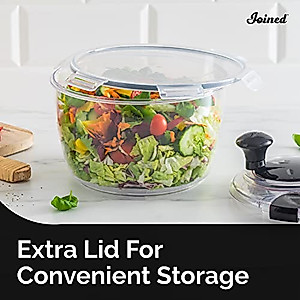 Joined Salad Spinner with Storage Lid, Drain, Bowl, and Colander - Quick and Easy Multi-Use Lettuce Spinner, Vegetable Dryer, Fruit Washer, Pasta and Fries Spinner - 3.7 Qt