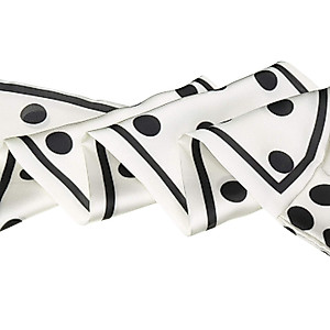 Allegra K Women Polka Dots Bevel Small Skinny Scarf Oblique Neck Scarves Double-Sided Neckerchief White