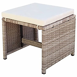 vidaXL Patio Furniture Set 5 Piece, Table and Chair for Garden Balcony Porch, Outdoor Dining Set with Cushions, Stool, Poly Rattan Beige