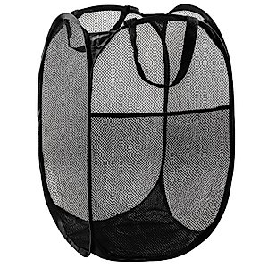 Pop Up Hamper, 1 PCS Mesh Pop Up Laundry Hamper, Premium Pop Up Laundry Basket, Mesh Laundry Basket, Pop Up Hampers for Laundry, Mesh Laundry Hamper, Foldable Popup Mesh Hamper, Travel Hamper, Black