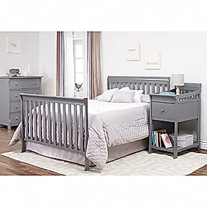 Sorelle Furniture Princeton Elite Crib and Changer Classic -in- Convertible Diaper Changing Table Made of Pine Wood Non-Toxic Wooden Baby Bed Toddler Childs Daybed Full-Size Nursery - Weathered Grey