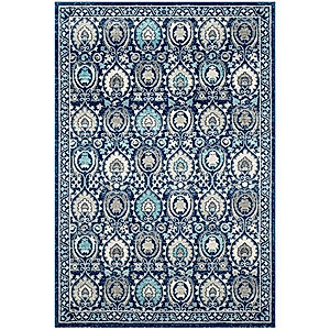 SAFAVIEH Evoke Collection 10' x 14' Blue/Ivory EVK251C Boho Non-Shedding Living Room Bedroom Dining Home Office Area Rug