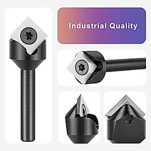 SpeTool Carbide Insert 90 Degree V Groove Router Bit 1/4 Inch Shank Single Flute CNC Wood Engraving Router Bits Woodworking Chamfer Carving Tool