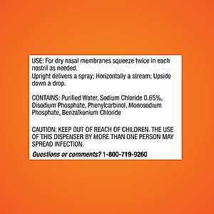Amazon Basic Care Premium Saline Nasal Moisturizing Spray, Non-Medicated Relief for Dry, Irritated Nose, 3 fl oz (Pack of 1)