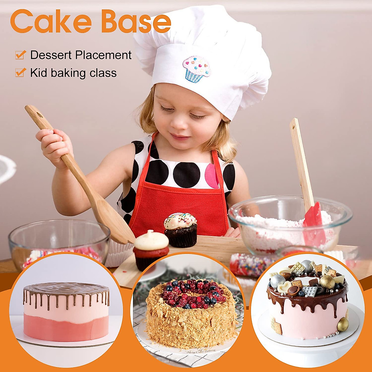 25-Packs Cake Boards 10 inch round， White Cake Board Rounds，White Cake Circles Rounds Base Food-Grade Cardboard Cake Plate for displaying cakes,bread, desserts（Thin and sturdy）