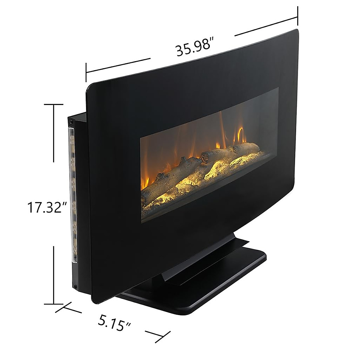 SLifet 36 Inch Curved Front Electric Fireplace,Freestanding Wall Mounted LED Fireplace Heater with Remote Control and Overheat Protection for Living Room Bedroom Office