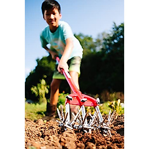 Garden Weasel Cultivator and Hand Tiller 90206 - Garden Tiller with Detachable Tines - Manual Hand Ground Tiller - Weather and Rust Resistant - Carbon Steel