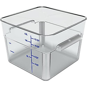 Carlisle FoodService Products Squares Square Food Storage Container with Stackable Design for Catering, Buffets, Restaurants, Polycarbonate (Pc), 12 Quarts, Clear