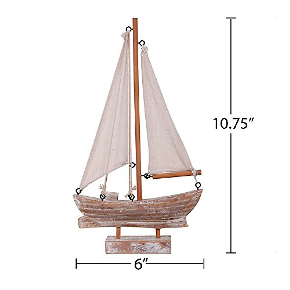 Wooden Sailboat Model Decor - Rustic Nautical Ship Miniature