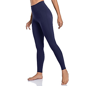 coastal rose Women's High Waisted Workout Leggings 7/8 Length Sport Tights with Inner Pocket Tummy Control Yoga Pants Midnight Blue S