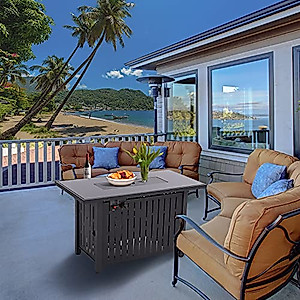 43 in Propane Fire Pit Table,Fire Pit Table,60,000 BTU Auto-Ignition Gas Firepit,CSA Certification and Black Tempered Glass Tabletop,for Outdoor, Patio, Lawn…