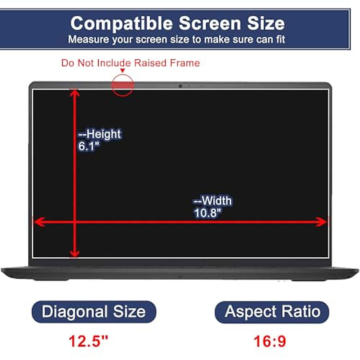 12.5 Screen Protector Tempered Glass for HP/Dell/Sony/Samsung/Lenovo/Acer/MSI/LG/Razer Blade 12.5 Inch Aspect Ratio 16:9 Laptop, 9H Hardness, Anti-fall, Fingerprint Resistant(10.9" x 6.1"/W x H)