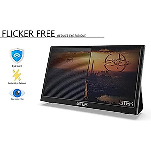 GTEK Portable Monitor 15.8 Inch IPS Full HD 1920 x 1080P Screen with Speaker, Second Dual Computer Display, Wider Than 15.6 Inch, External Travel Monitor for MacBook Laptop PC, Includes Smart Cover