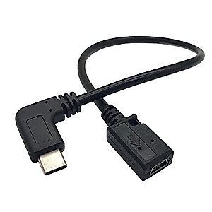 Qaoquda USB Type C to Mini USB Cable, 90 Degree USB-C Male to Mini USB Female Adapter Converter for MacBook Pro, Laptop, Android Devices(Only for Charging) (TypeC to Mini)