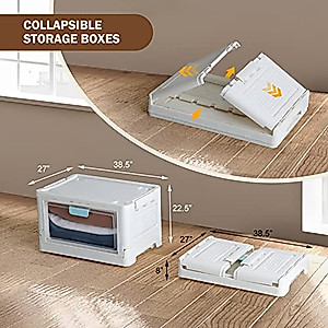 Storage Bins with Lids, Dual Open Large Storage Boxes Plastic 23Qt, Stackable Collapsible Closet Organizers and Storage, Foldable Storage Containers for Clothes,Toys,Food,Kitchen,Dorm,Bedroom Storage
