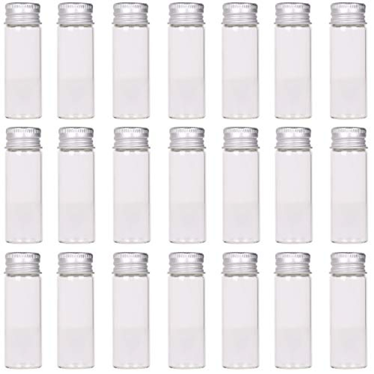 MaxMau 24 Tiny Jars with Aluminum Screw Lids 15ml Small Glass Bottles Clear Mini Vials Metal Caps Top Sample Message Bottle Jewelry Beads Herbs Storing Wedding Favors DIY Decorations