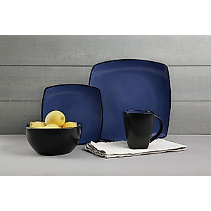 Gibson Elite Soho Lounge Reactive Glaze Stoneware Dinnerware Set, Service for 4 (16pc), Blue