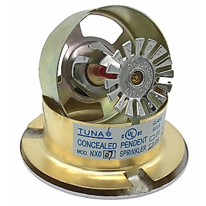 TUNA UL & CUL Listed 1/2"NPT Fire Sprinkler Head 155°F (68°C) Concealed Pendent Spray K80 Standard Response for Automatic Fire sprinkler System Concealed Head with White Cover Plate