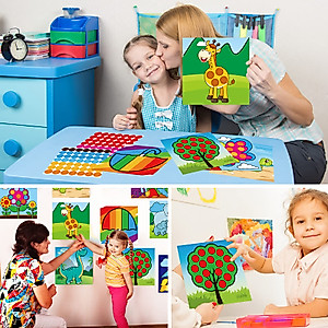 chiazllta Art Activity : Kids Do A Dot Stiker for Learning Educating, Animal Rainbow Dot Page Art Gift for Age 3-7 Girls Boys Toddlers Preschool Kindergarten