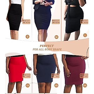 Hybrid & Company Womens Nylon Ponte Stretch Office Pencil Skirt Made below Knee KSK45002 1073T Black S