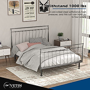 VETIN 4PCS Bed Support Legs, Adjustable Bed Frame Support Legs 5.9-8.6 Inch, Heavy Duty Center Support Legs for Steel Bed Frame or Wooden Bed, Furniture Replacement Leg for Sofa Cabine