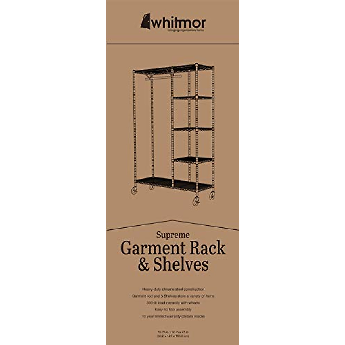 Whitmor Supreme Rolling Garment Rack Chrome