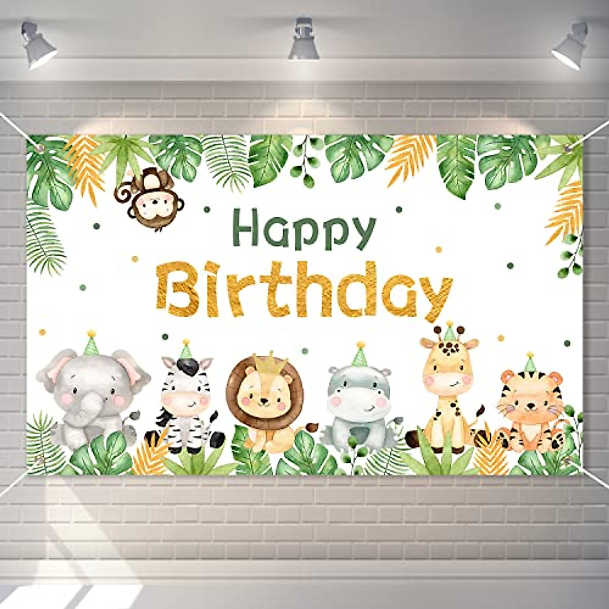 Safari Jungle Backdrop for Birthday Party Decorationss,Large Size 3 x 5Ft Banner Cute Animals Zoo Theme for Kids Boys Birthday Party Supplies