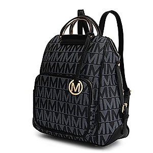 Mia K Collection PU Leather Backpack Purse for Women & Teen Girls - Ladies Fashion Travel - Big Bookbag Top-Handle Black