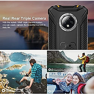 OUKITEL WP8 Pro Unlocked Rugged Smartphone, 6.49 inch Display 5000mAh Rugged Cell Phones 4GB RAM+64GB ROM IP68 Waterproof Unlocked Phone Dual SIM 16MP Rear Triple Camera NFC, Orange