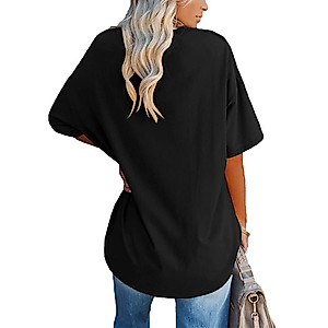 Ebifin Womens Oversized Tshirts V Neck Tee Shirts Half Sleeve Loose Fit T Shirt Cotton Tunic Tops 2025