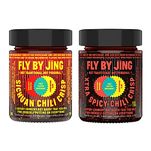 FLYBYJING Spicy Duo - Premium Sichuan & Xtra Spicy Chili Crisp Sauce Bundle - Hot & Savory - Elevates the Flavor of Any Dish - Perfect for Stir-fries, Dumplings, Noodles and More (6 oz, Pack of 2)