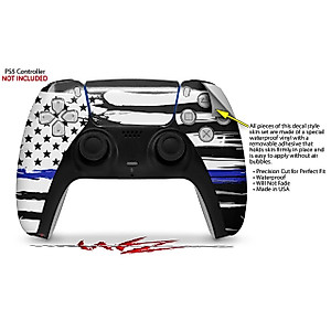 WraptorSkinz Skin Wrap compatible with Sony PS5 DualSense Controller Brushed USA American Flag Blue Line (CONTROLLER NOT INCLUDED)