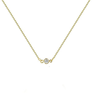CAROVO Tiny Cubic Zirconia Simulated Diamond Choker 14K Gold Filled Mini CZ Solitaire Necklaces Simple Jewelry Gifts for women