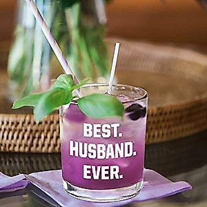 DAZLUTE Best Husband Ever Whiskey Glass, Valentines Day Gifts Wedding Gifts Engagement Gifts Birthday Gifts for Men Husband Hubby Fiance Boyfriend Mr Him Lover, Husband Gifts Idea from Wife, 10 Oz