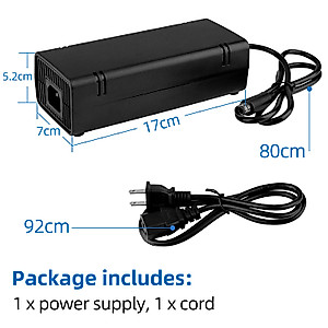 OSTENT US AC Adapter Charger Power Supply Cable Cord for Microsoft Xbox 360 E Console